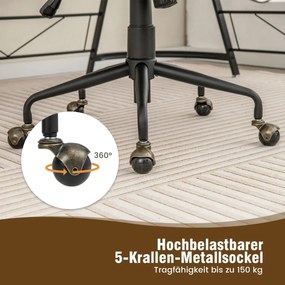 Costway Výškově nastavitelná kancelářská židle ze sametu s opěradlem, které