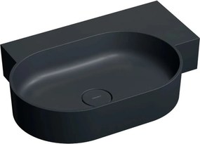 OMNIRES Ovo M+ - Umyvadlo 65x45 cm, bez přepadu, bez otvoru pro baterii, pravé, matná černá OVO645UWPBLV