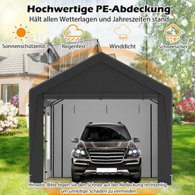 Costway Carport Stan Garáž s 8 odnímatelnými bočními stěnami a rolovacími dvířky