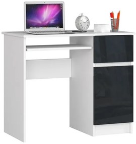 Počítačový stůl PIKSEL pravá bílá/grafit lesk