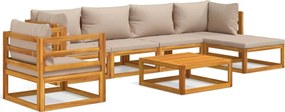 vidaXL 7dílná zahradní sedací souprava podušky masivní dřevo [3155251] Barva polštáře: Zelená
