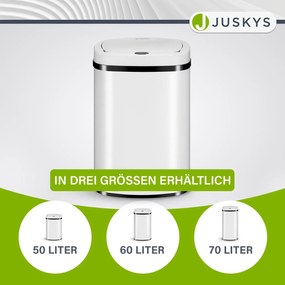 Juskys Obdélníkový bezdotykový odpadkový koš Barva: stříbrná, Velikost: 50 L