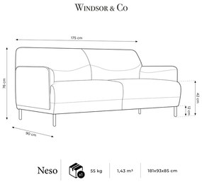 Světle šedá pohovka Windsor &amp; Co Sofas Neso, 175 cm