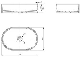 Sapho Sapho, THIN umyvadlo na desku, Rockstone, 55x35cm, bílá matná, WN205