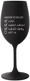VÁNOČNÍ TODO LIST - černá sklenice na víno 350 ml