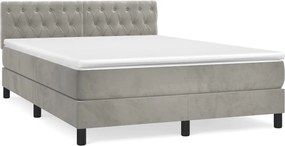 Box spring postel s matrací světle šedá 140x190 cm samet 3141479