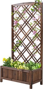Outsunny Dřevěný Květináč s Trellis a Rámem pro Popínavé Rostliny na Terase nebo Balkonu 60x30x122,5 cm Hnědá | Aosom