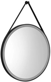 Aqualine - Zrcadlo s LED osvětlením, průměr 60 cm, dotykový senzor, matná černá SG060