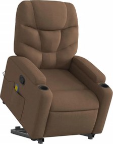 Zvedací masážní polohovací křeslo hnědé textil 3204612