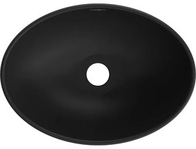 Mexen Elza, keramické umyvadlo na desku 405 x 330 mm, černá matná-stříbrný vzor, 21014023