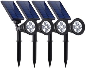 Led světlo ledsolar 4 solární venkovní světlo svítidlo do země 4 ks, 4 led, bezdrátové, ipro, 1w, studená