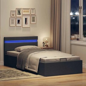 Rám postele s úložným prostorem LED tmavě šedý textil 90x200 cm 285600
