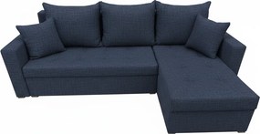 Rohová rozkládací sedací souprava do L LORENZA, 238 cm, s úložným prostorem Roh pohovky: Pravý roh, Barva látky Sawana: Tmavě modrá (Sawana 80)