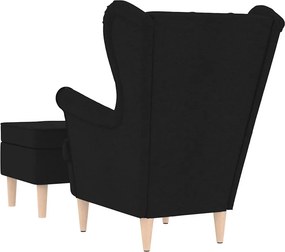 Křeslo s podnožkou černé textil 3307991