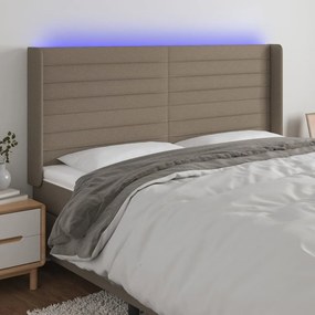 Čelo postele s LED taupe 163 x 16 x 118/128 cm textil 3124198