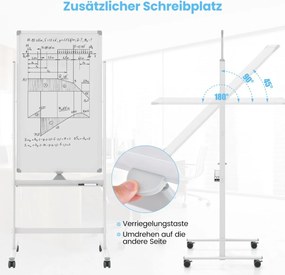 Costway Oboustranná magnetická tabule s kolečky, stojanem a – 60 × 100 cm