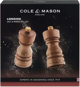 ColeMason London Natural Beech / Sada mlýnků na sůl a pepř / bukové dř