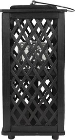 Černá dřevěná závěsná lucerna Bamboo - 19*19*40 cm