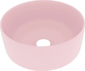 Luxusní umyvadlo kulaté matné růžové 40 x 15 cm keramické 147010