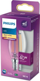 Philips Classic LED žárovka E14, 4,3 W, 470 lm, 2700 K, tvar svíčky