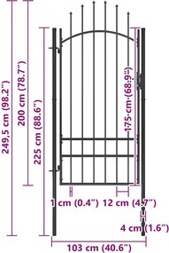 Zahradní brána Woerden ocel 1x2 m Černá 146321