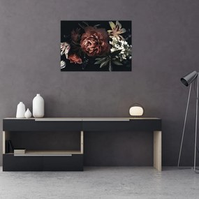 Skleněný obraz - Temné květy (70x50 cm)