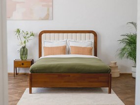 Buková postel s čalouněným čelem - Modena - zvýšená,   , Buk přírodní, 160x200 cm