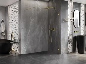 Mexen Lunar sprchová stěna pravá 150 x 200 cm, 8mm čiré sklo, zlatá matná, 830-150-000-55-00-P