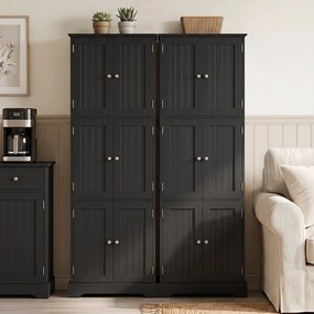 Costway Volně stojící vysoká skříň s 6 dvířky a 3 uzavřenými – 60 × 30 × 160 cm
