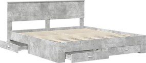 Rám postele s čelo Betonově šedá 200 x 200 cm Kompozitní dřevo 3408225