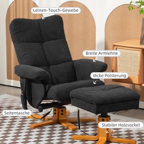 HOMCOM Relaxační křeslo s podnožkou, úložný prostor, elektrické masážní křeslo s funkcí polohování, otočné TV křeslo s boční kapsou, dálkové ovládání…
