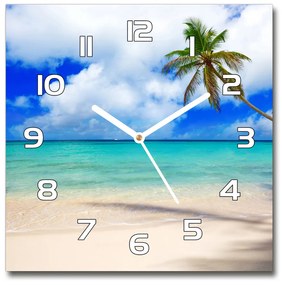 Wallmuralia Skleněné hodiny čtverec Karibik pláž 30x30 cm