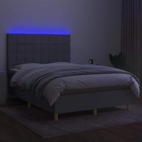 Box spring postel s matrací a LED světle šedá 140x190 cm textil 3135429