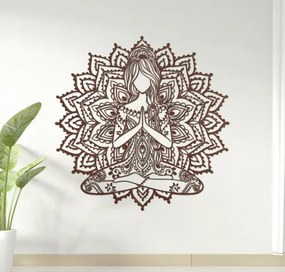 Dřevěná mandala jóga žena – 3D obraz na zeď do obývacího pokoje | SENTOP PR0511