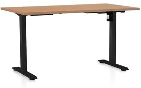 Výškově nastavitelný stůl OfficeTech A, 120 x 80 cm, černá podnož, buk