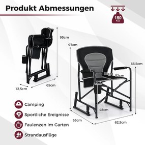 Costway Skládací kempingová židle s funkcí kolébky, držákem na pohár a postranní