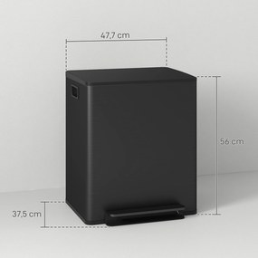 Odpadkový koš HOMCOM 2x25L pedálový nerezový koš s víkem a nožním pedálem, koš na kosmetiku s vnitřním košem do obývacího pokoje a kanceláře, 47,7x37…