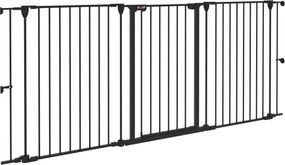 PawHut Ocelová Bariéra pro Psy 206x90 cm - Pet Pletivo 3-panelová Skládací Brána s Dvojnásobným Zámkem a Pomocnou Zámkovou Funkcí pro Dveře, Chodby a