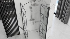 Rea Molier Black, sprchový kout se skládacími dveřmi 90(dveře) x 80(stěna), 6mm čiré sklo, černý profil, KPL-K8555