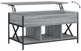 Konferenční stolek šedý sonoma 100 x 55 x 50 cm kompozit a kov - Default Title