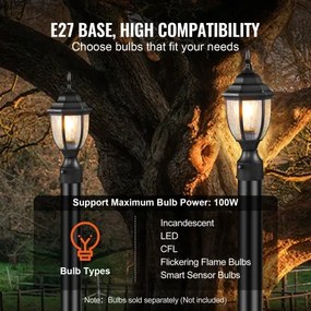 2 PC Soumrak do úsvitu Svítidlo na sloup venkovní lampy 390 mm Držák na sloup