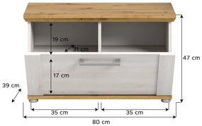 Předsíňová lavice na boty Verona, modřín/dub artisan