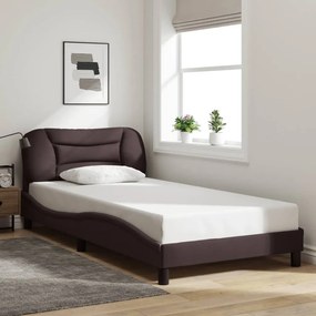 Rám postele s LED bez matrace Hvar Tmavě hnědá 100x200 cm Látka 3213686