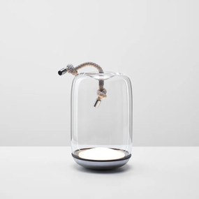 Designová lampička Knot Table Dekor: Transparentní sklo / Nerezový reflektor