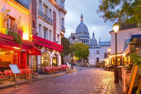 DIMEX | Samolepicí vliesová fototapeta na zeď Čtvrť Montmartre MA-5-0711 | 375 x 250 cm | červená, žlutá, šedá