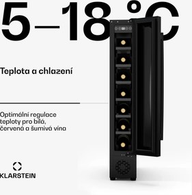 Klarstein Vinovilla 7 Uno vinotéka, 1 chladicí zóna, 7 lahví, dřevěné police, 5-18 °C