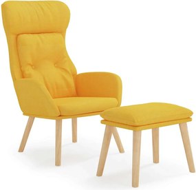 Relaxační křeslo s podnožkou hořčicově žluté textil 3097757