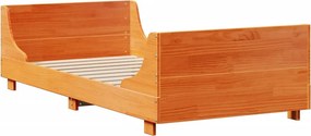 Postel s knihovnou bez matrace hnědá 100 x 200 cm masivní dřevo 3323814