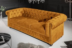 Designová trojsedačka Chesterfield 205 cm hořčičný samet