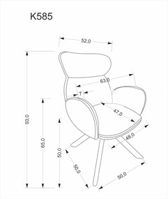 Otočné jídelní křeslo K585 z masivu tmavě béžové/dub přírodní